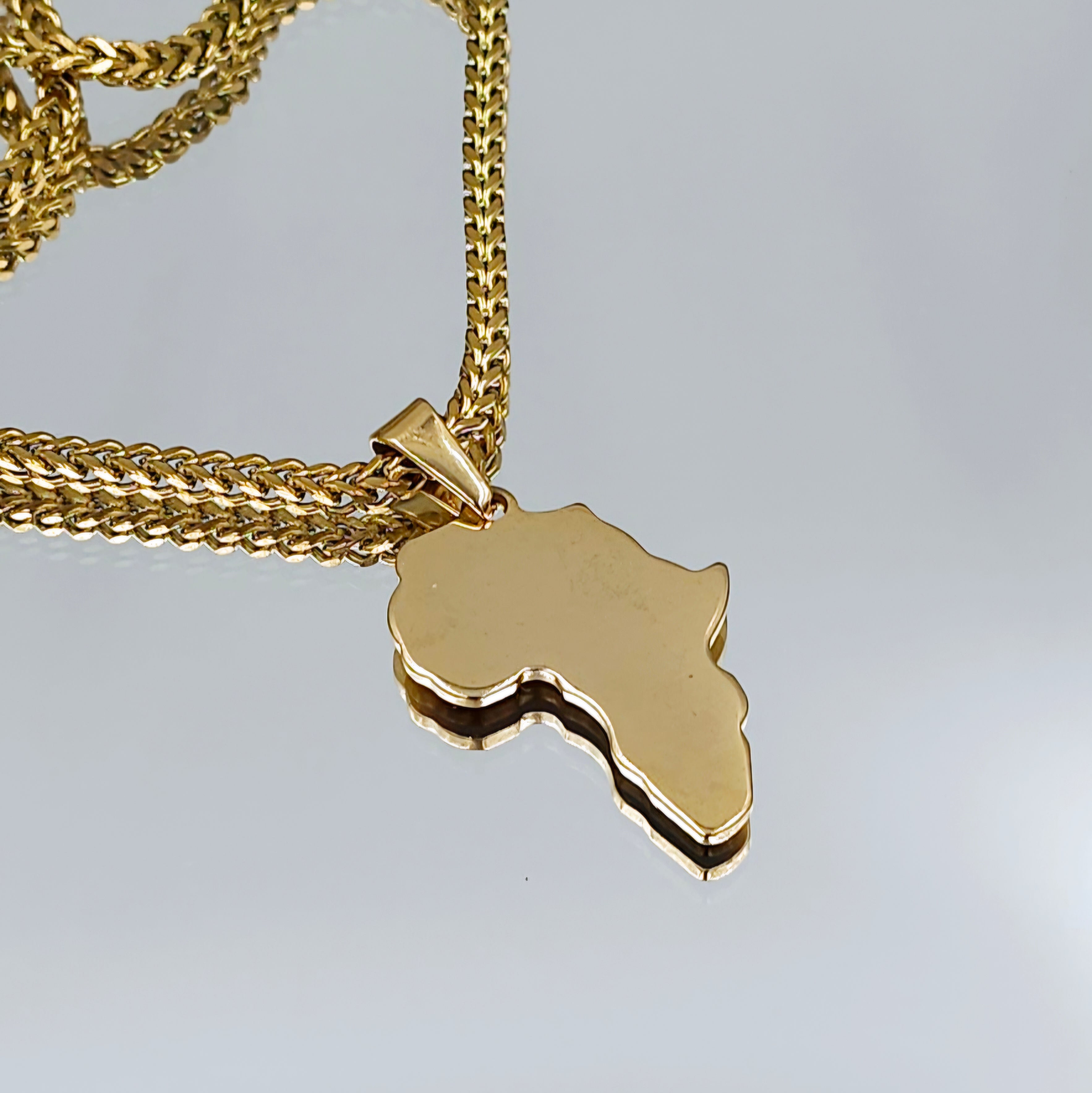 Unisex Gold Africa Pendant Necklace – MAKEDA LONDON
